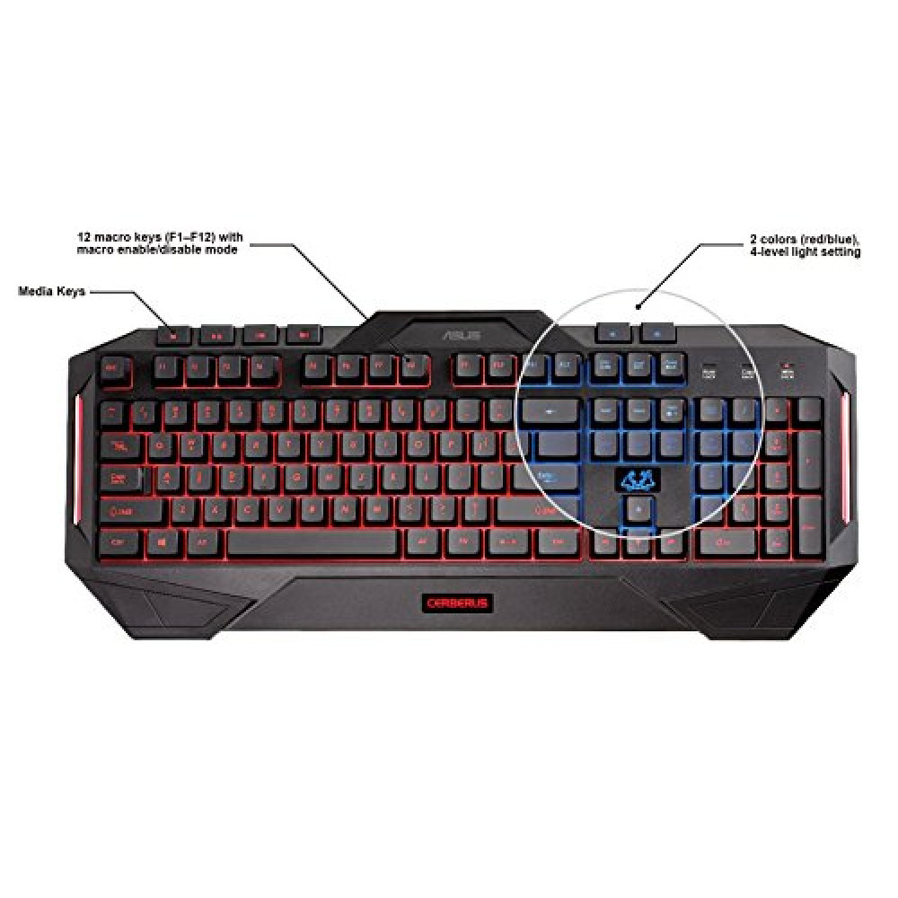 Buy Asus Cerberus LED Backlit Red / Blue USB Gaming Keyboard ...