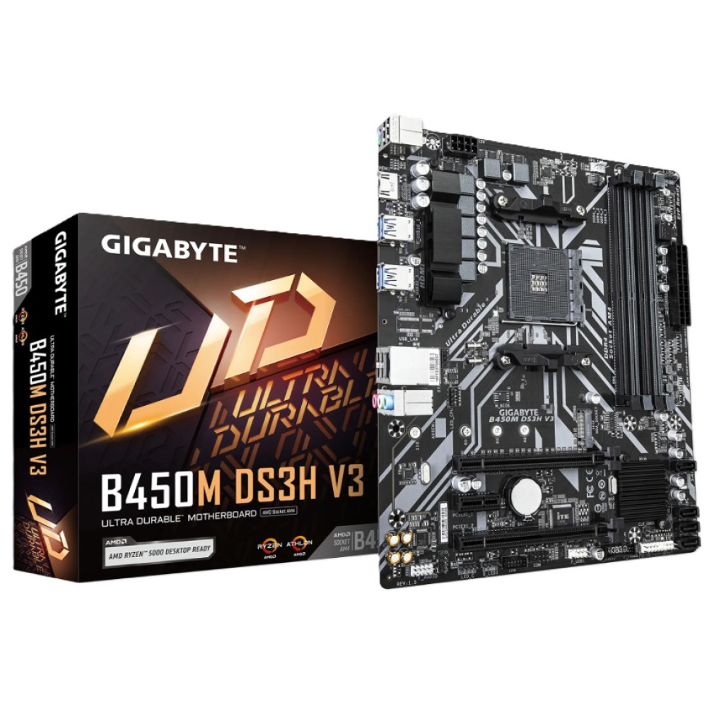 GIGABYTE B450M DS3H V3 AM4 AMD B450 Micro ATX AMD Mother ...